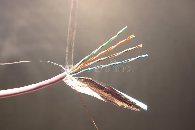 Structure and Composition of the Utp Twisted Pair Cable in Close Up ...