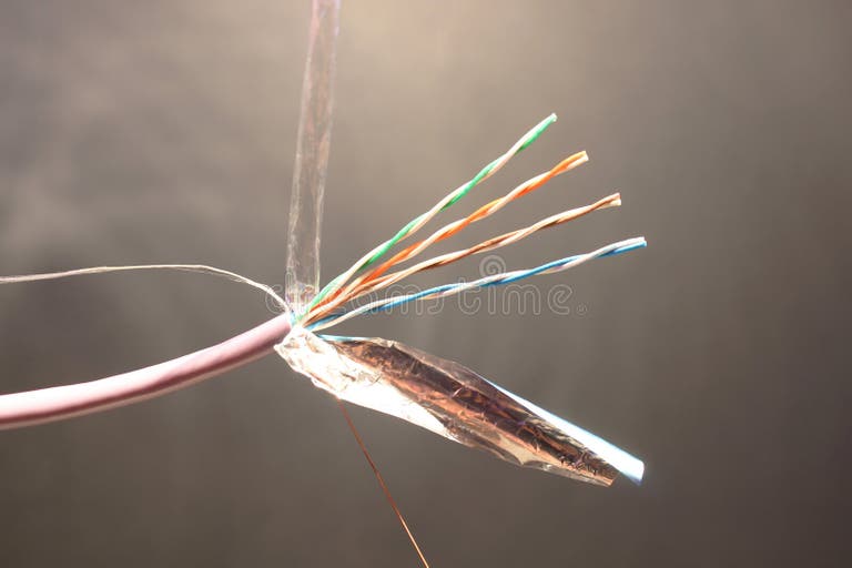 Structure and Composition of the Utp Twisted Pair Cable in Close Up ...