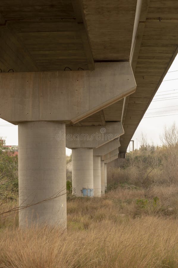 Structure of a Concrete Bridge Seen from Below Stock Photo - Image of ...