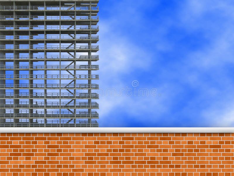 Construction Building in Progress with Brick Wall Stock Image - Image ...