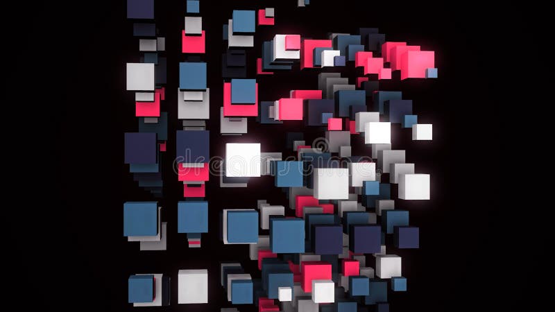 Turning 3D Cubes on Black Background, Seamless Loop. Animation. Pink ...