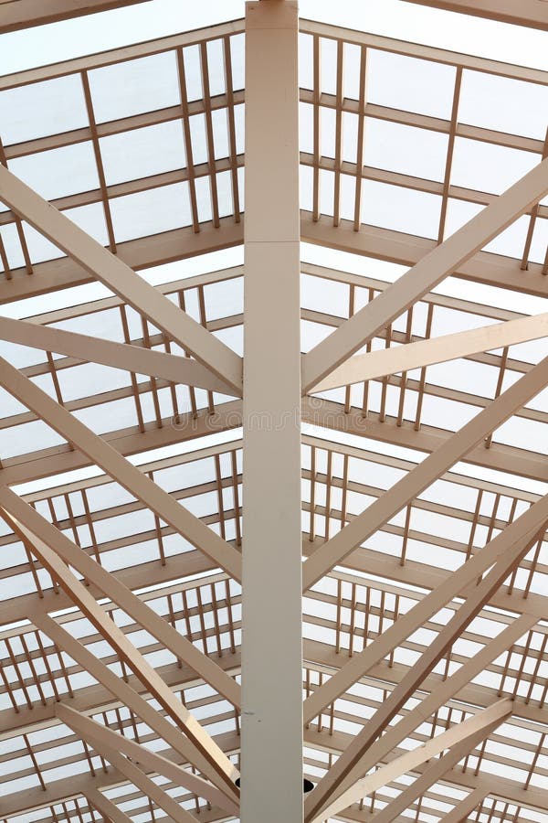 Structure de toit en acier photo stock. Image du indoors - 113379796