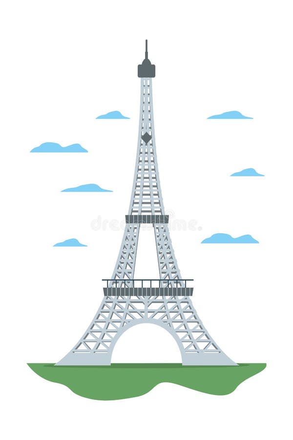 Structure De Tour Eiffel Et Nuages Gentils Illustration de Vecteur ...