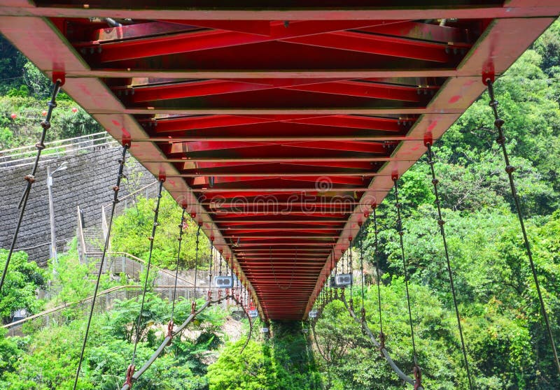 Structure Design Under the Red Hanging Bridge or Suspension Bridge ...