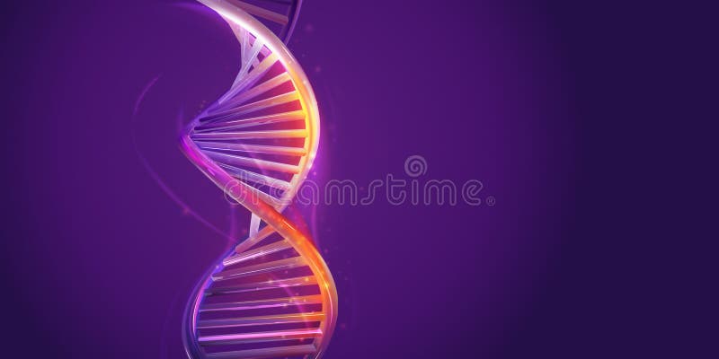DNA Double Helix Structure on a Violet Background. Stock Illustration ...