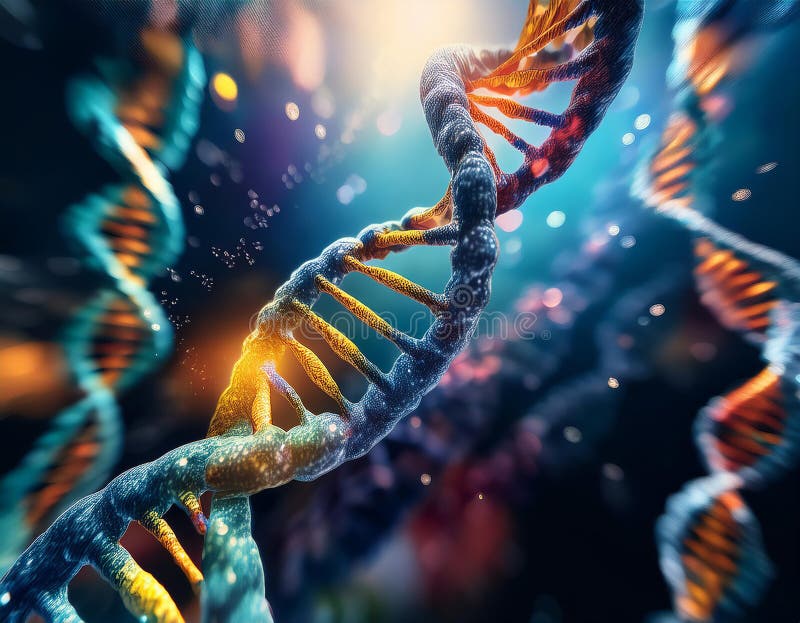 Structure of DNA and Its Role in Genetic Research, Featuring Symbols ...