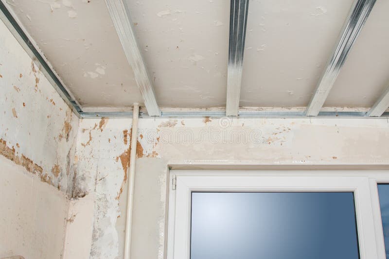 Structure for a Drywall Ceiling Stock Image - Image of framing ...