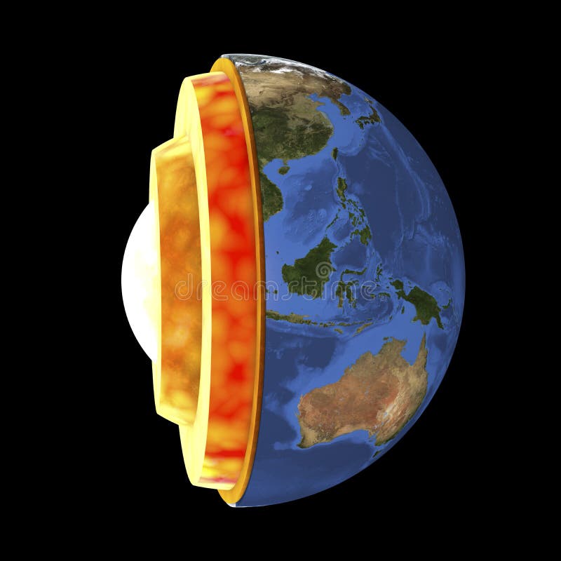 Structure of the Earth, 3D Illustration Stock Illustration ...