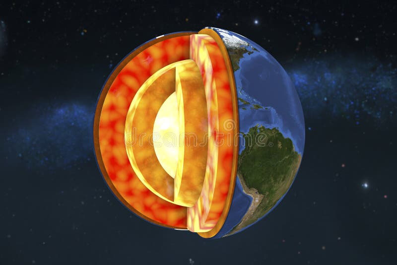 Structure of the Earth, 3D Illustration Stock Illustration ...