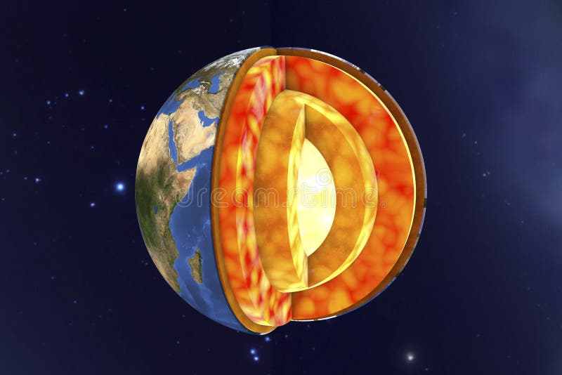 Structure of the Earth, 3D Illustration Stock Illustration ...