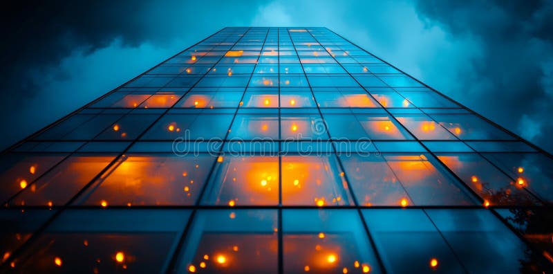 A Structure Featuring Numerous Windows, with a Yellow Light Emanating ...