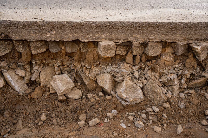 Structure of Highway Road with Visible Layers of Road Material Stock ...