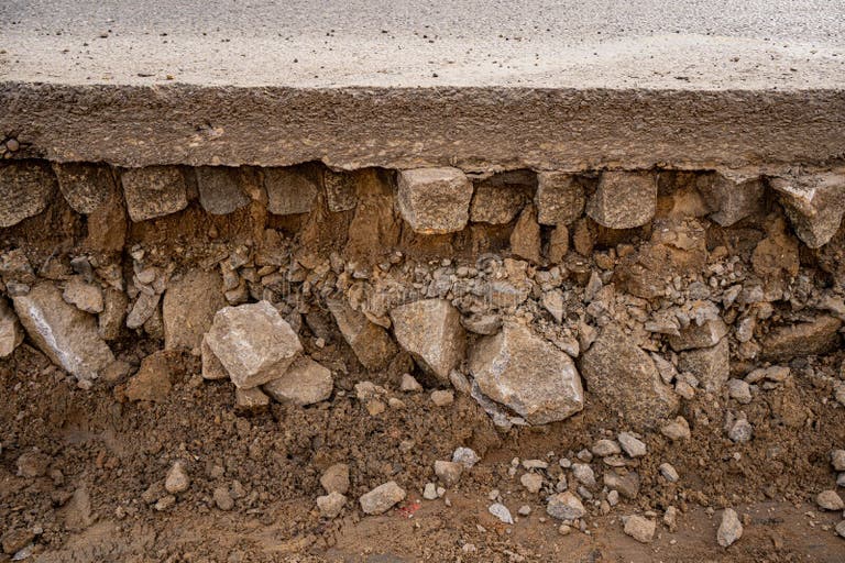 Structure of Highway Road with Visible Layers of Road Material Stock ...