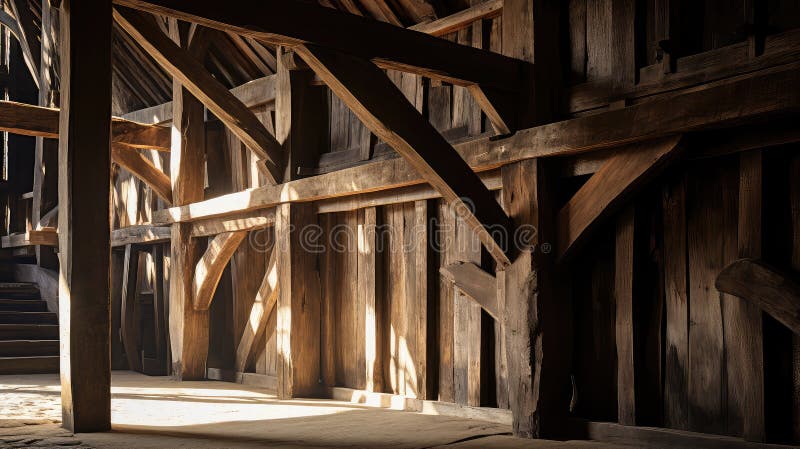 Structure Historic Timber Frame Stock Illustration - Illustration of ...