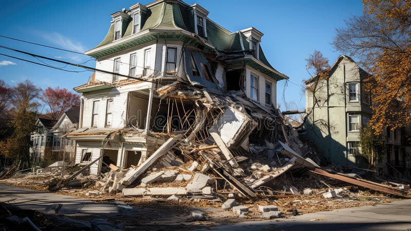 Structure house collapse stock image. Image of generated - 370470739