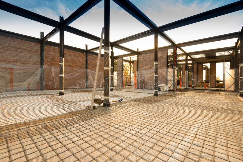 Structure of a House in Construction Stock Photo - Image of rebars ...