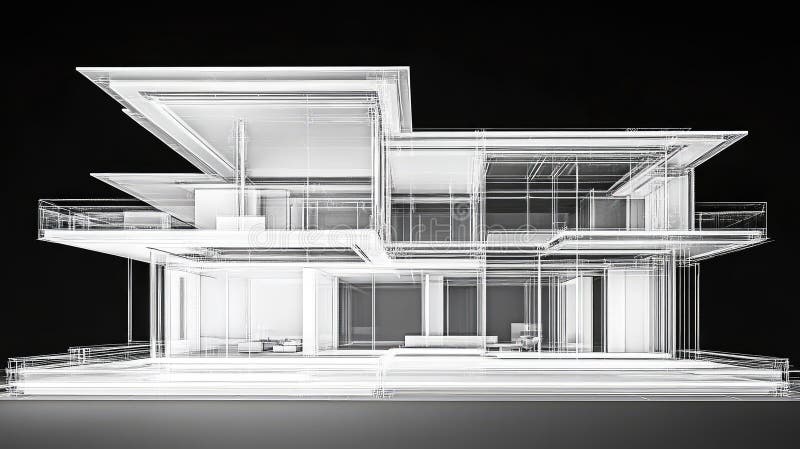 Structure Hyper Detailed Style X Ray of a Modern House Stock ...
