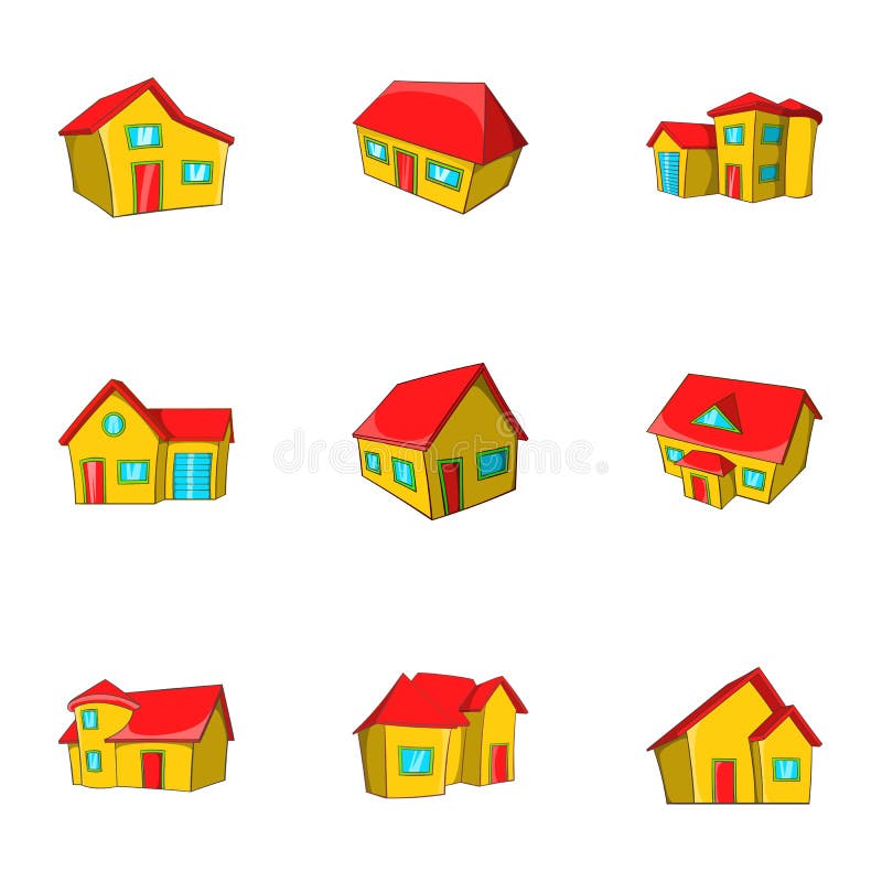 Structure Icons Set, Cartoon Style Stock Vector - Illustration of build ...