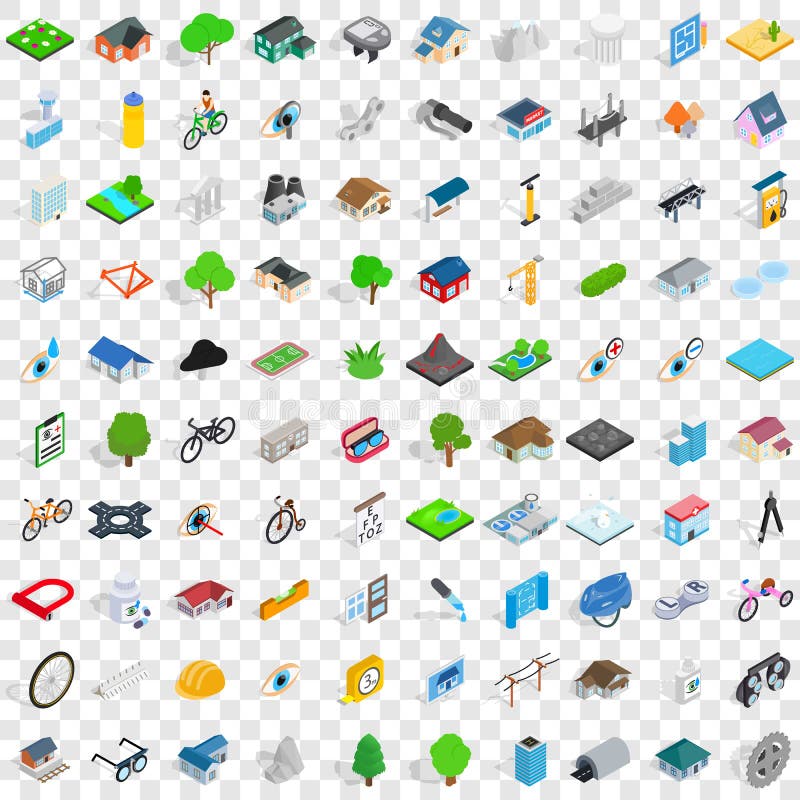 100 Structure Icons Set, Isometric 3d Style Stock Vector - Illustration ...