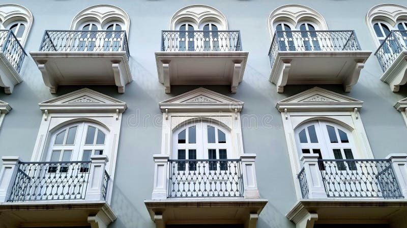Fragment of the Building S Facade with Openwork Balconies Stock Photo ...