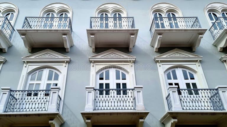Fragment of the Building S Facade with Openwork Balconies Stock Photo ...