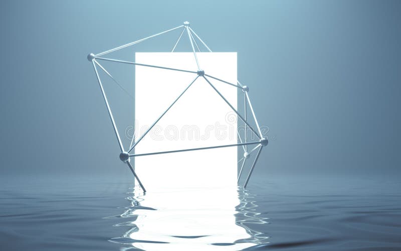 Structure Lines with Water Surface, 3d Rendering Stock Illustration ...