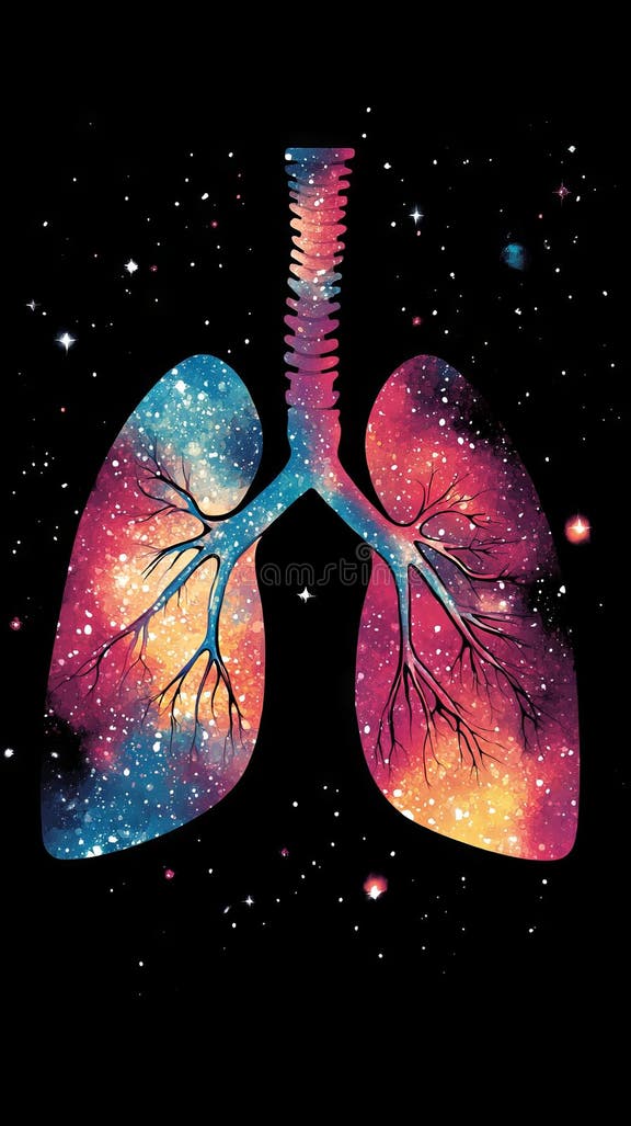 The Structure of the Lungs is Emphasized on a Dynamic, Purple-colored ...