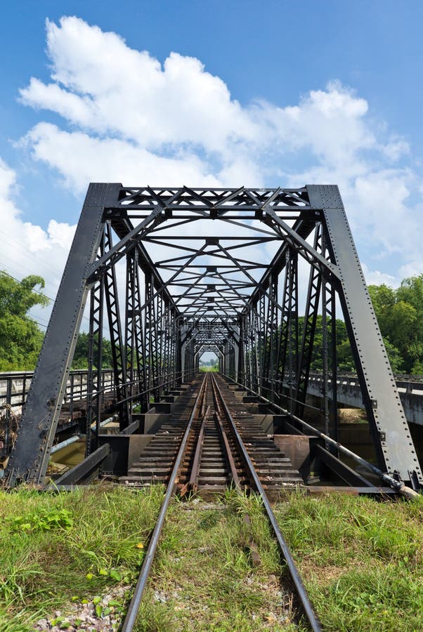 Structure of Metal Railway Bridge Stock Image - Image of road, metal ...