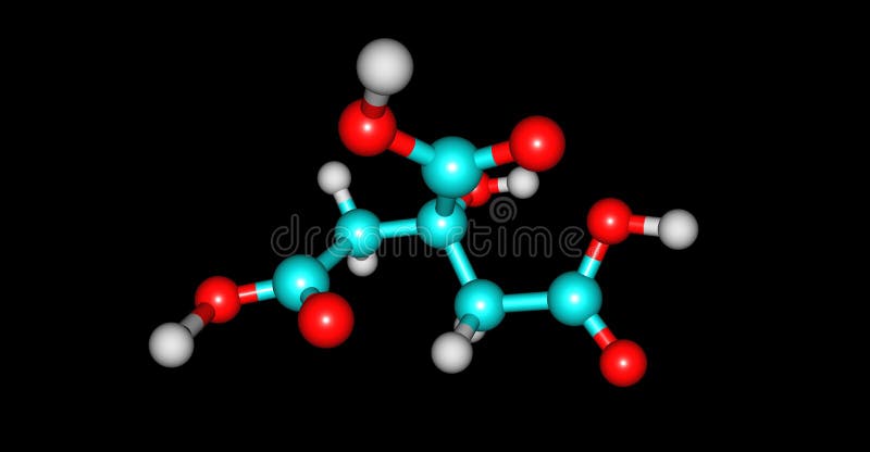 Structure Moléculaire D'acide Citrique D'isolement Sur Le Noir ...