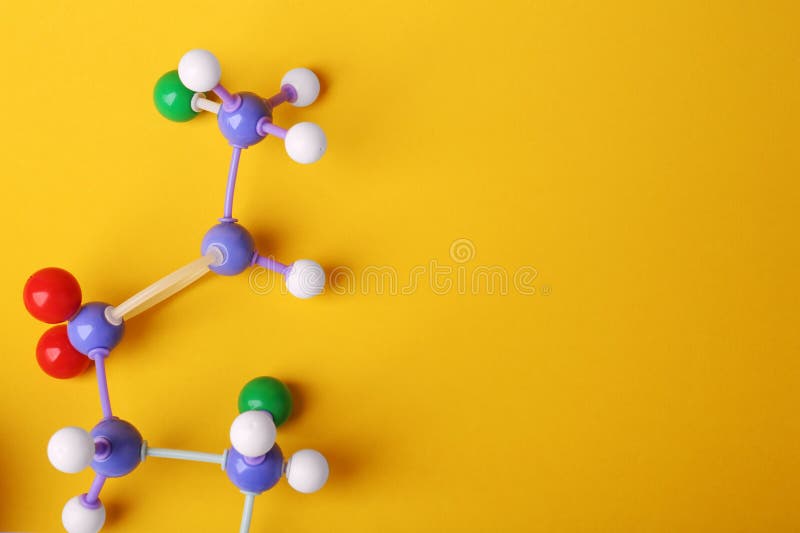 Structure of Molecule on Yellow Background, Top View and Space for Text ...