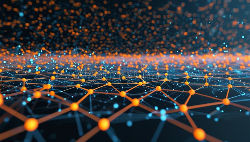 The Structure of the Network Connection of Points and Lines. Data Technology. Digital Background ...