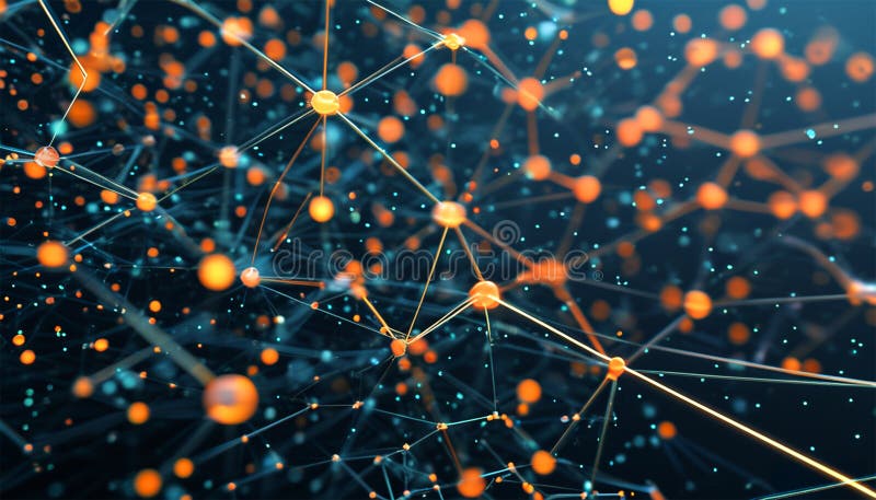 The Structure of the Network Connection of Points and Lines. Data Technology. Digital Background ...