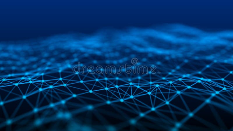 The Structure of the Network Connection of Points and Lines. Data Technology. Digital Background ...