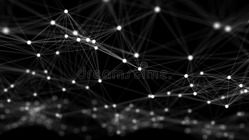 The Structure of the Network Connection of Points and Lines. Data Technology. Digital Background ...