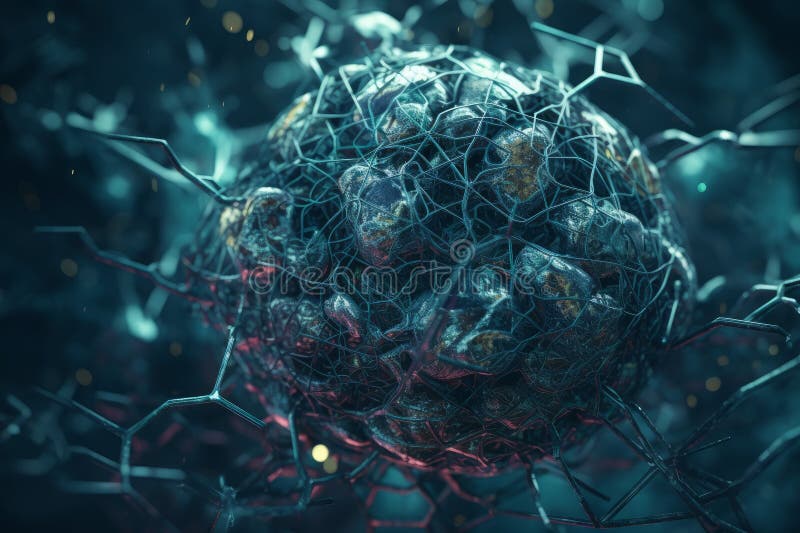 Structure Neural Molecule Network. Generate Ai Stock Illustration ...