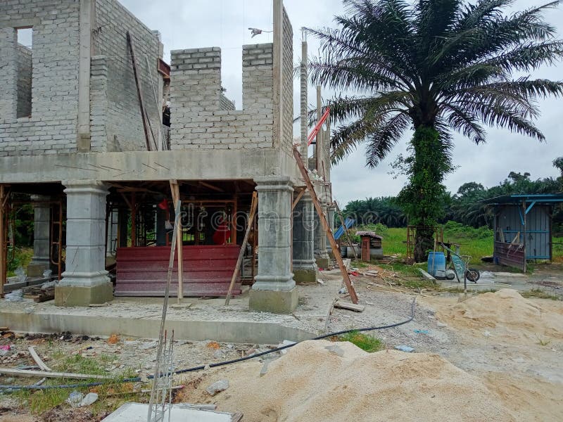 A Structure of New Double Storey House Under Constrution in Rural Area ...