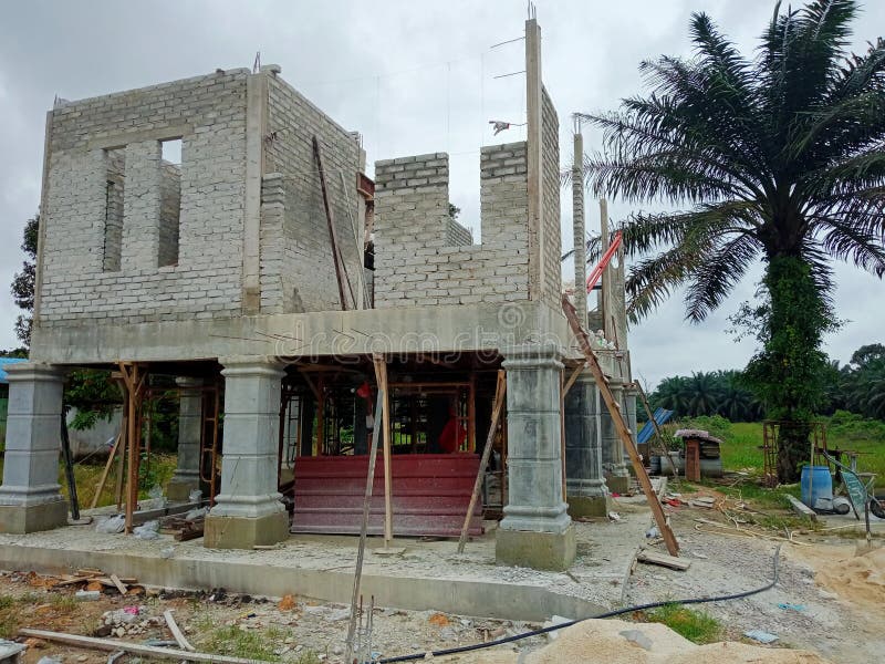 A Structure of New Double Storey House Under Constrution in Rural Area ...