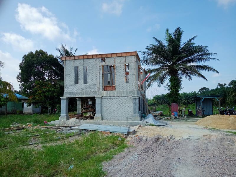 A Structure of New Double Storey House Under Constrution in Rural Area ...