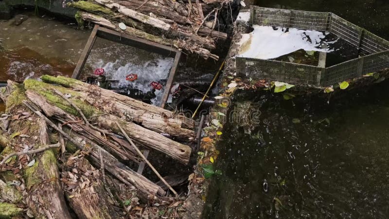 The Structure Opened a Floodgate on a Weir in a Damaged River. Stock ...