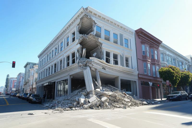 Building Collapsed after Earthquake in Urban Area during Daylight Hours ...