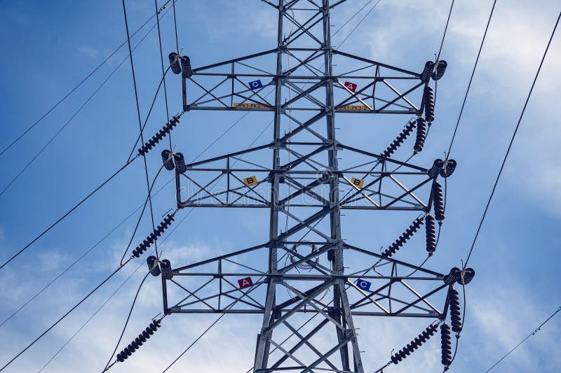 Structure Pattern View of High Voltage Pole Power Transmission Tower ...