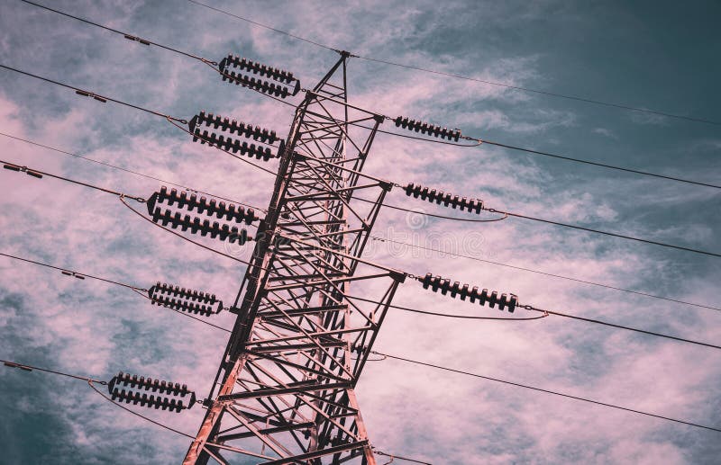 Structure Pattern View of High Voltage Pole Power Transmission Tower ...