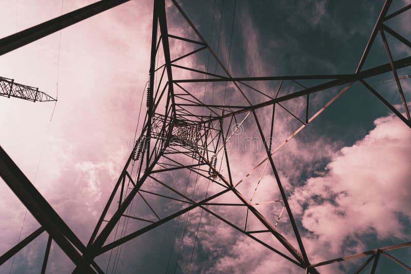 Structure Pattern View of High Voltage Pole Power Transmission Tower ...