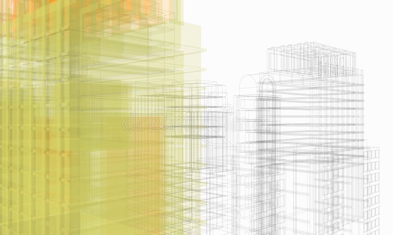 Structure in Perspective of Architectural Work of Draw in White Soft ...