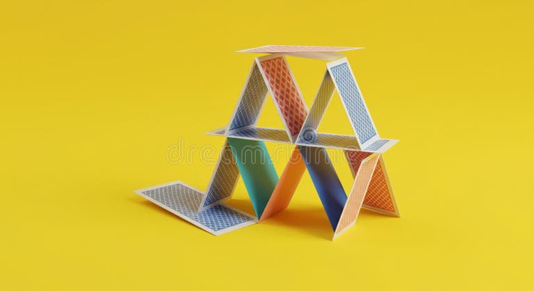 A Structure of Playing Cards Arranged in the Shape of a Triangular ...