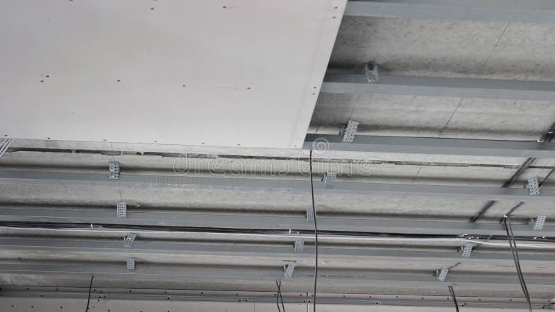 Structure with Profiles and Plasterboard for Installation of Suspended ...