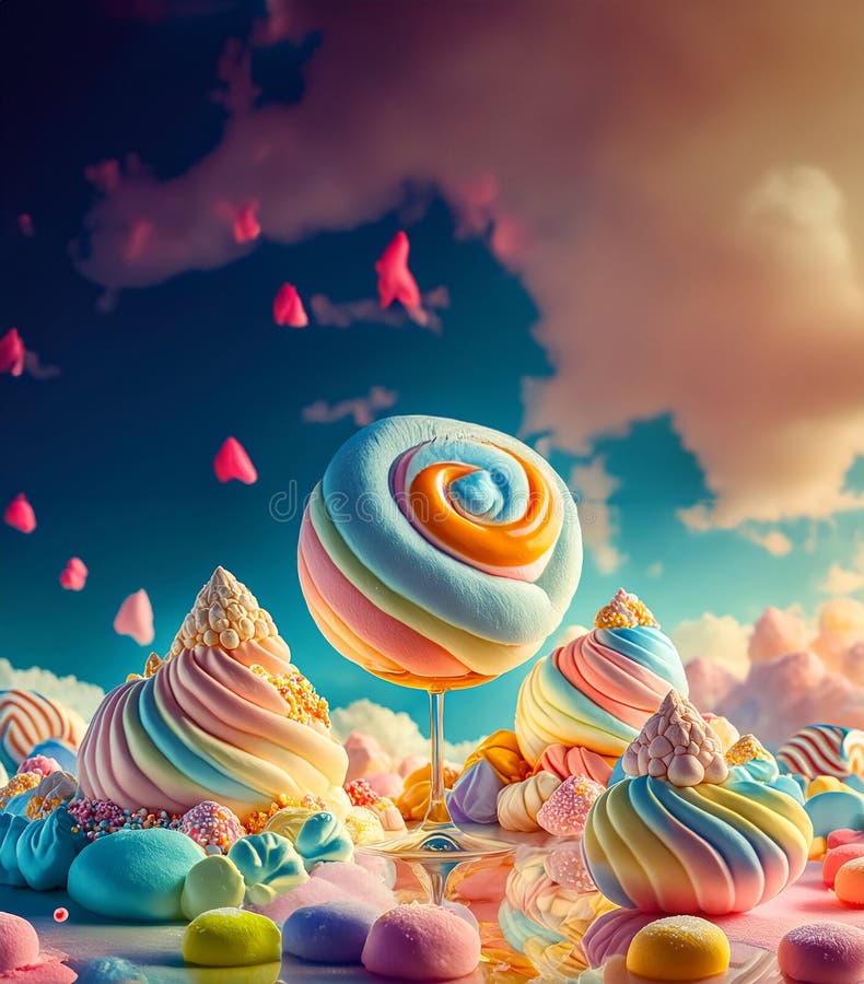 Candy Dreamscape: a Hyperrealistic Sweet Landscape Stock Illustration ...