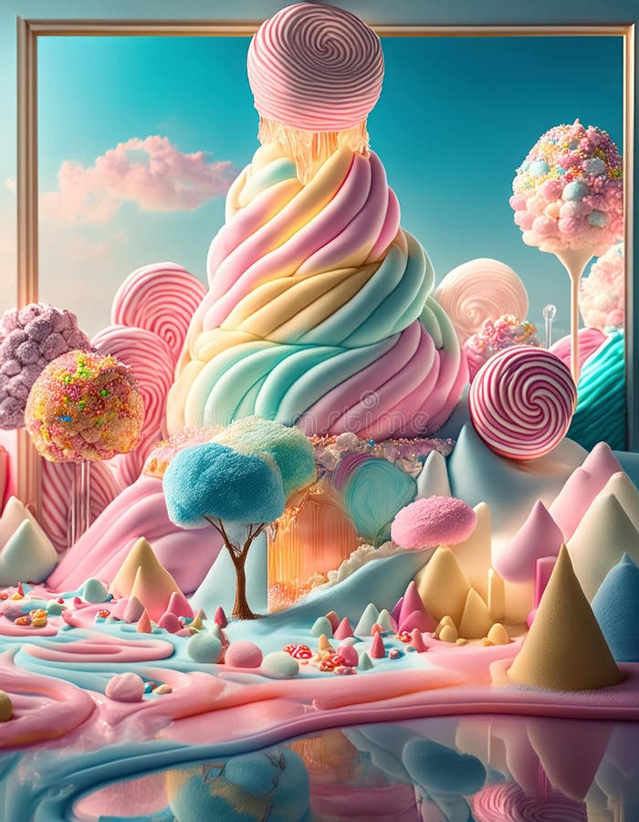 Candy Dreamscape: a Hyperrealistic Sweet Landscape Stock Illustration ...