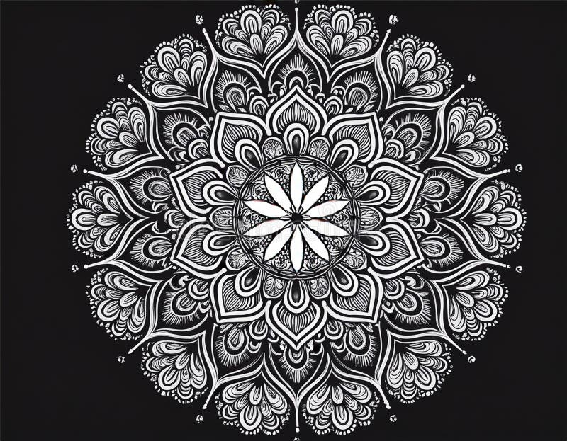 Elegant Black and White Mandala Design Stock Illustration ...