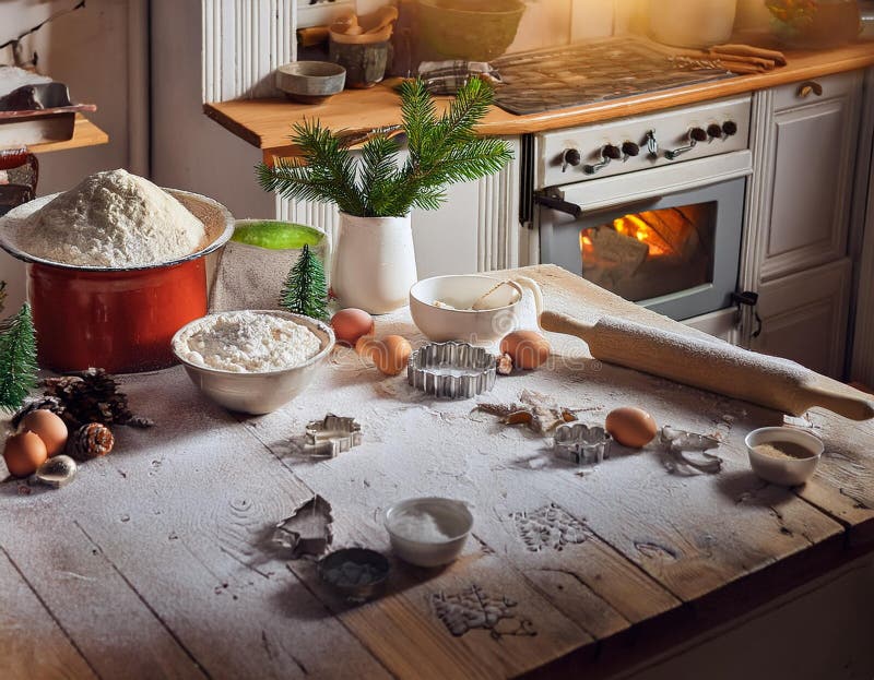 Structure Reference ImageChristmas Baking with Lots of Flour and Mess ...